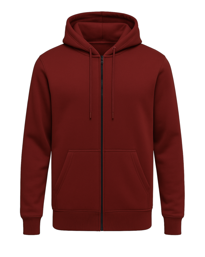 Solid Relaxed Fit Zipper - Maroon - Koverify